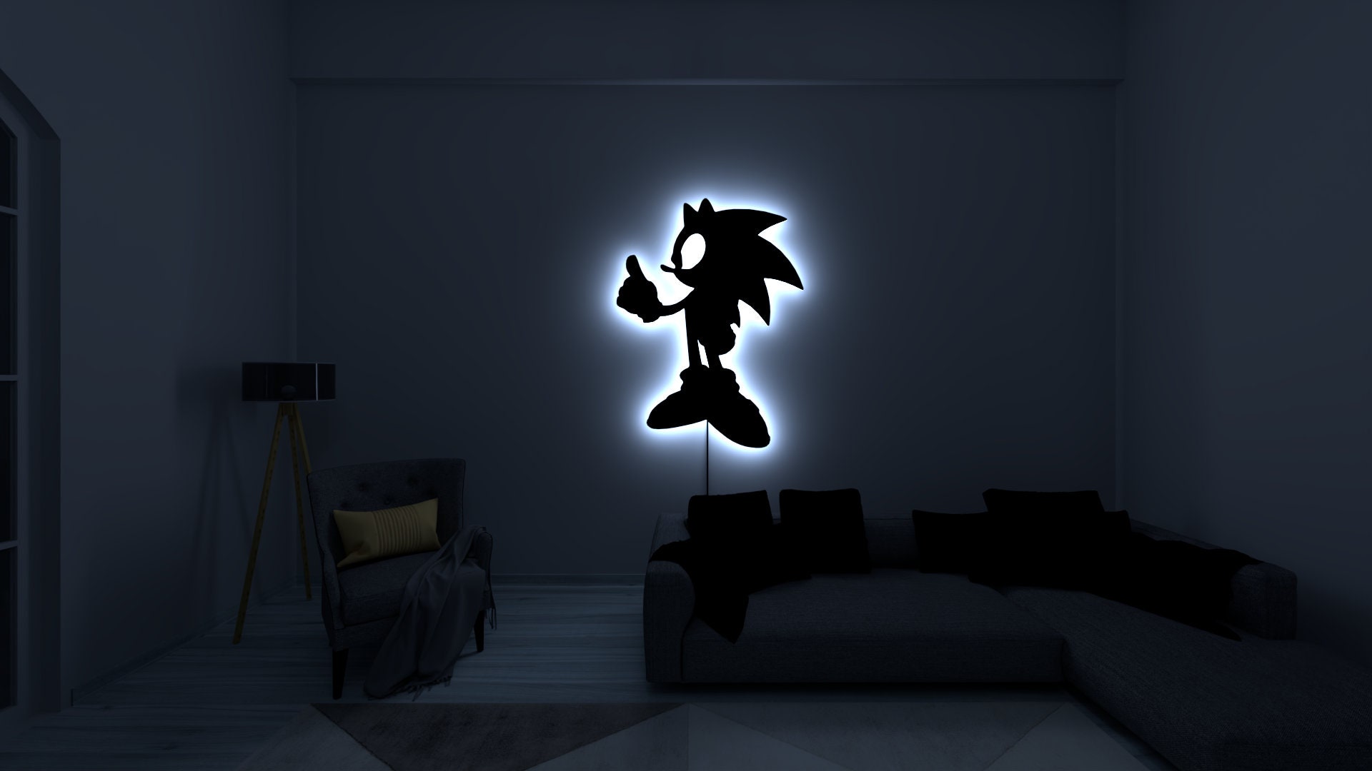 Sonic RGB Sign, Sonic Wooden Wall Decor, Sonic Led Light Sign, Rgb Wall ...