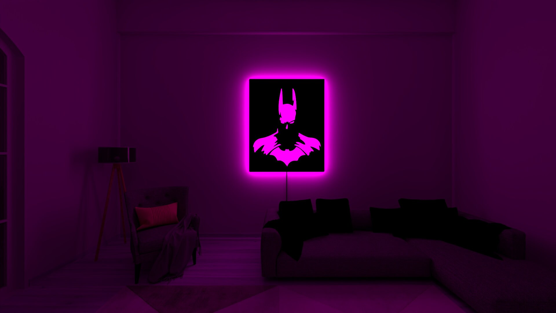 Bat Super Hero Led Wall Art, Bat Super Hero Art, Modern Wall Decor ...