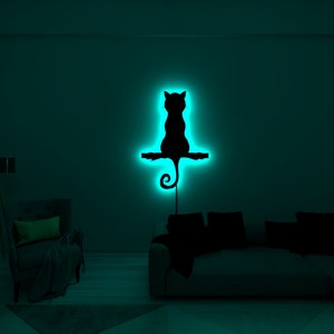 Cat Wall Decor, Cat Wall Art, Minimalist Cat Wall Light, Pet Shop Gift ...