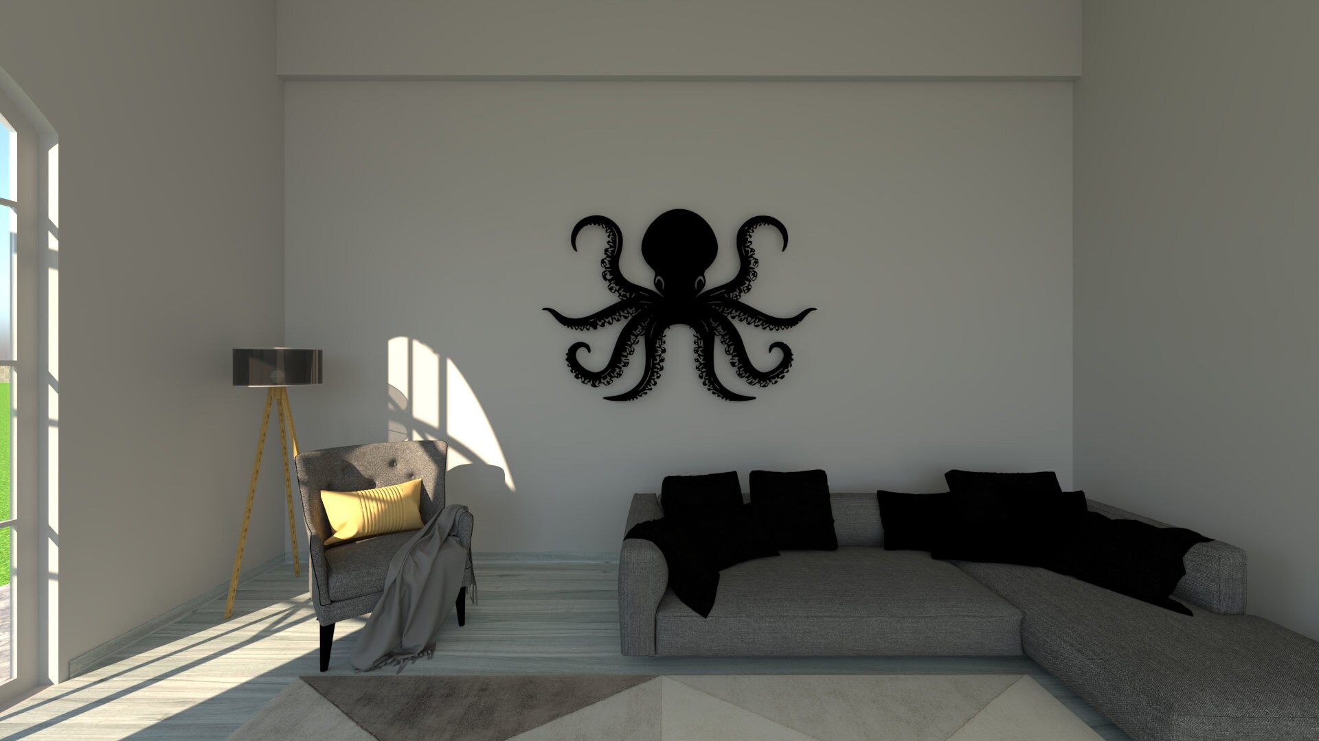 Octopus Wooden Wall Art, Octopus Wall Decor, Led Light Wall Decor, Home ...