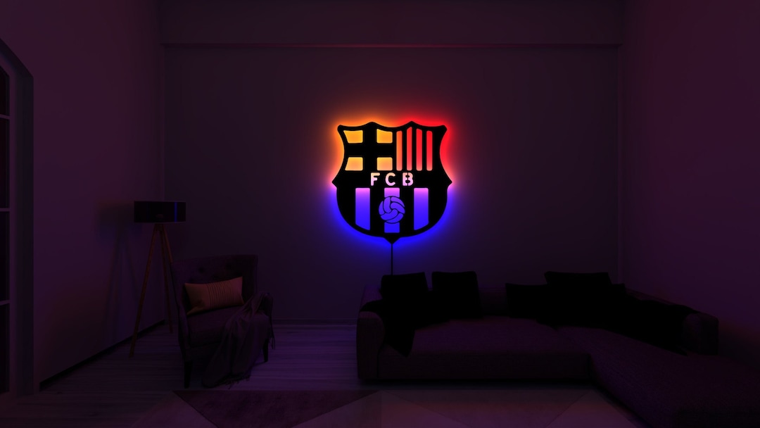 FC Barcelona LED Wall Sign: RGB Football Club Decor - Etsy