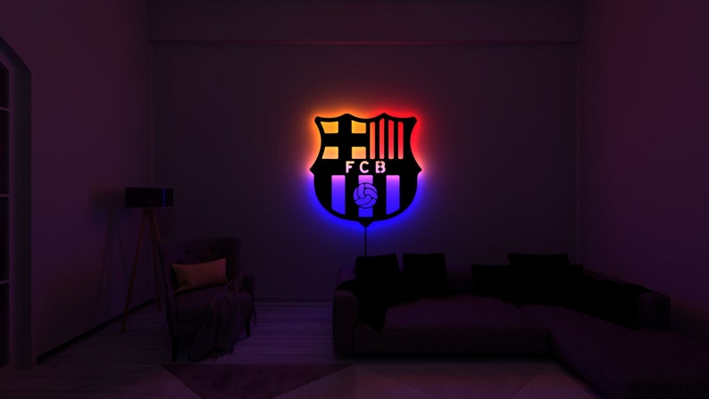 FC Barcelona LED Wall Sign: RGB Football Club Decor - Etsy