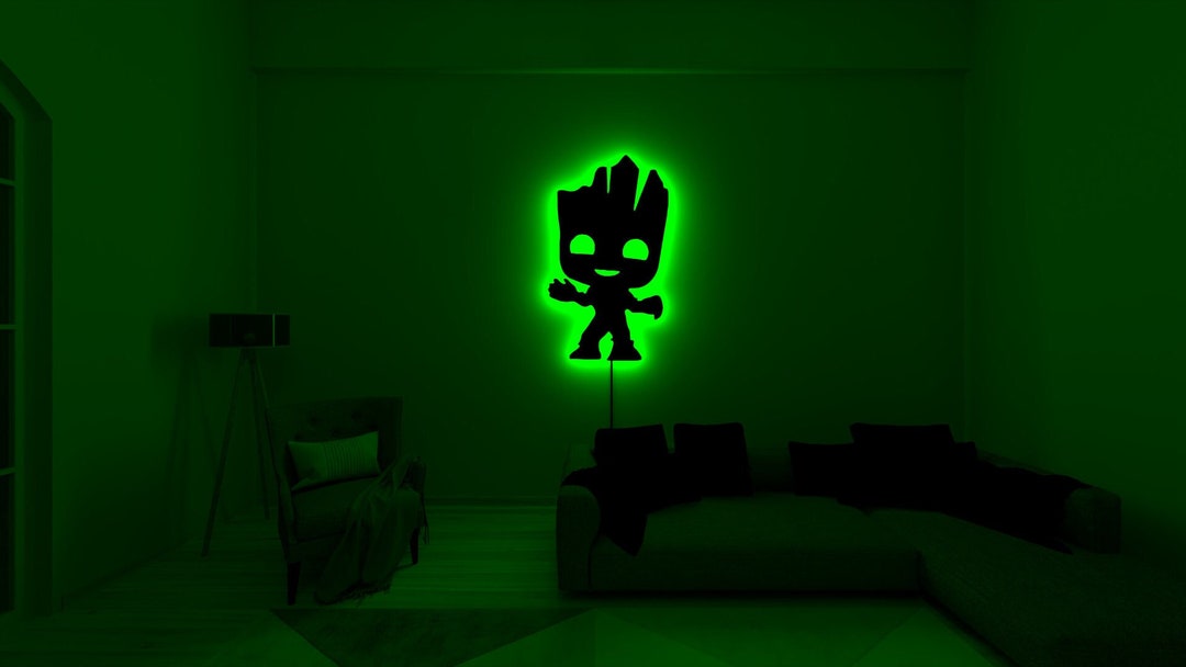 Baby Groot LED Wall Decor: Guardians of the Galaxy Light Sign - Etsy