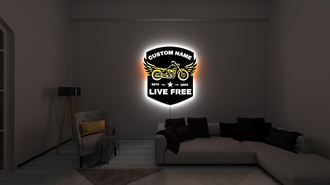 Custom Harley Davidson Inspired Motorcycle LED Wall Art – Personalized ...