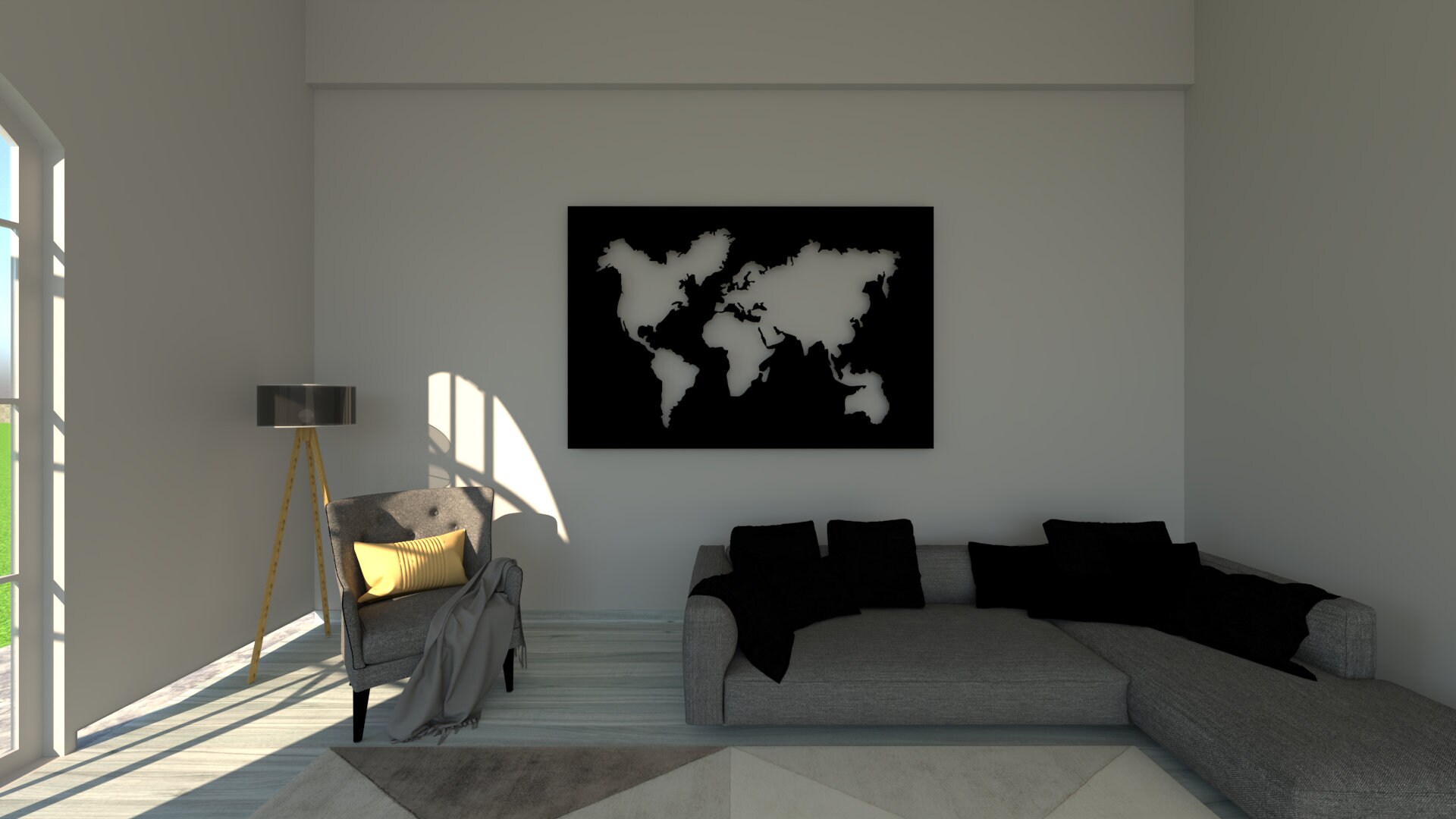 World Map Lighted up Wall Sign, RGB Led Lights, Wood Wall Decor, Home ...