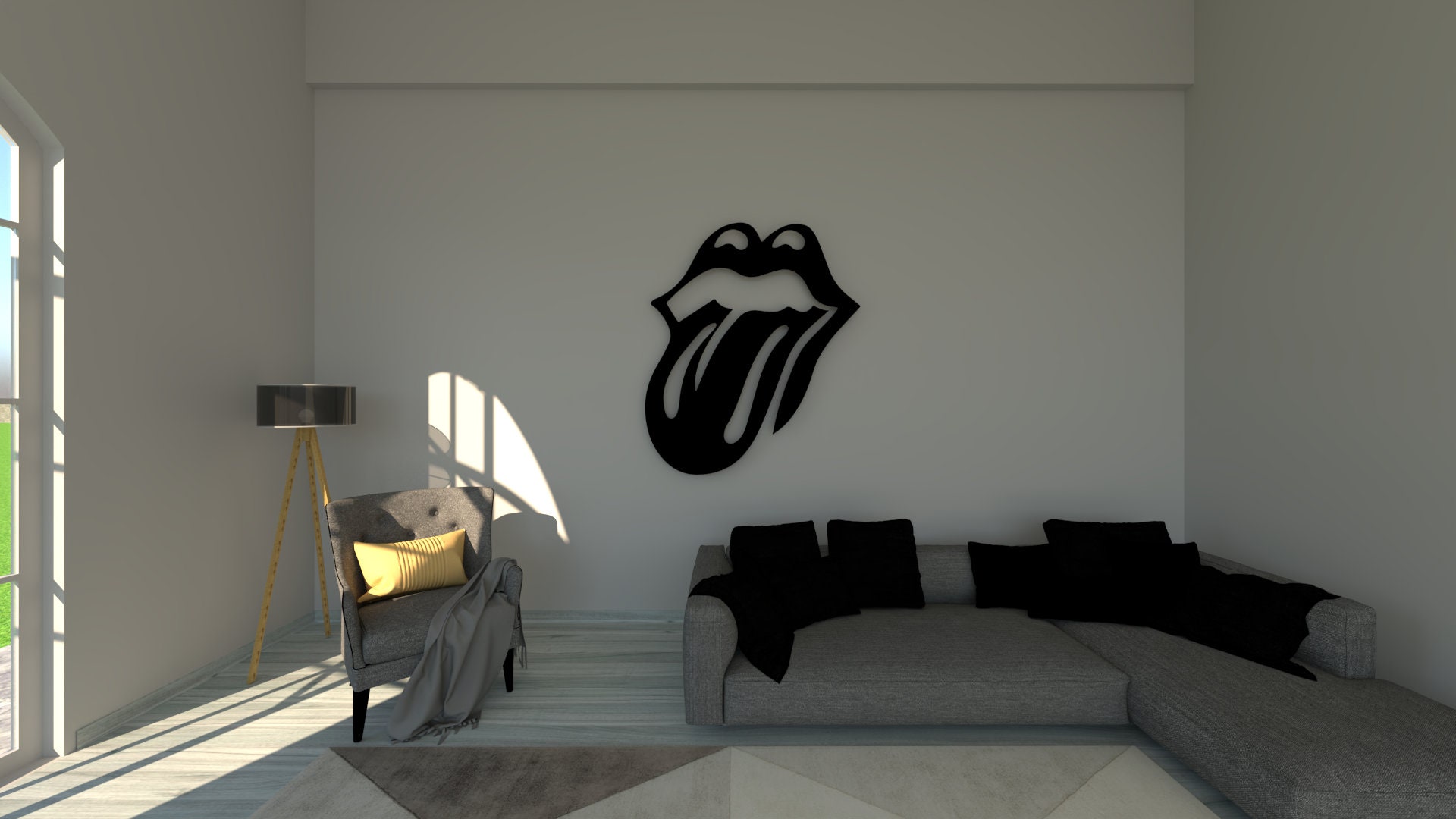 Lips Wall Decor With Led Light, Tongue Lips Neon Sign, Wooden Wall ...