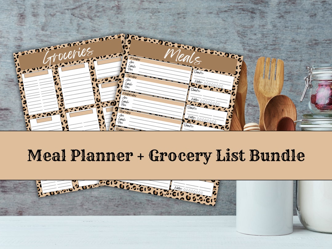 Meal Planner Printable With Grocery List-leopard Print - Etsy