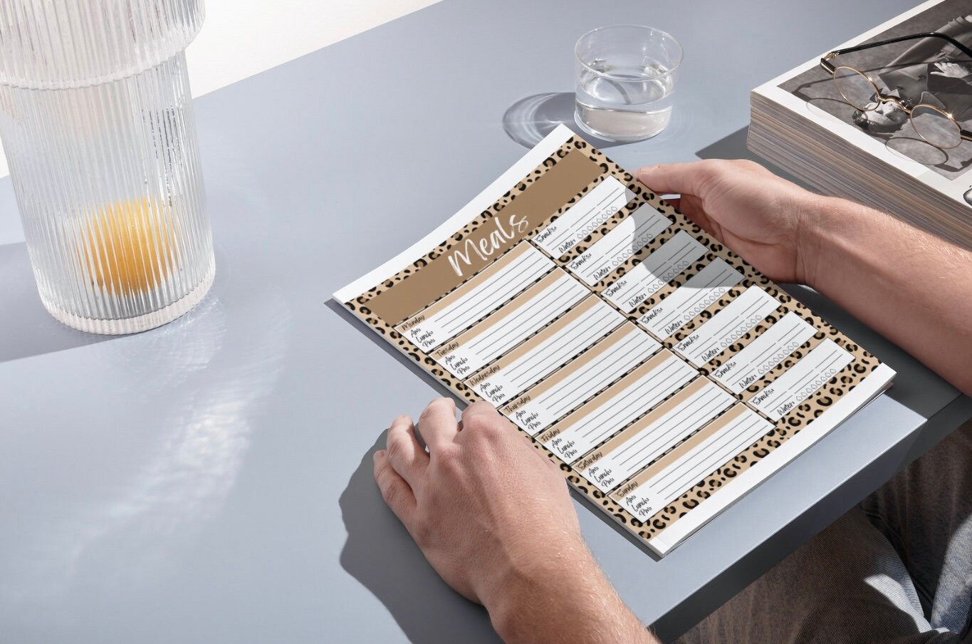 Meal Planner Printable With Grocery List-leopard Print - Etsy