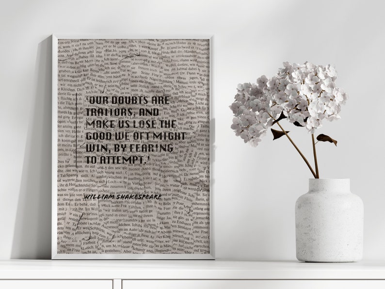 Shakespeare Quote, Book Page Print, Gift for Book Lover, Literary Gift ...