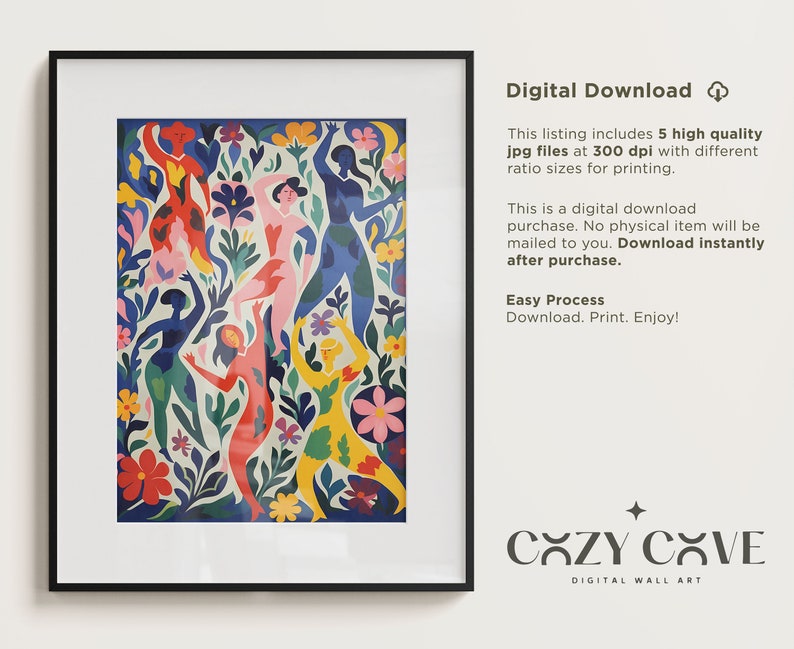 Abstract Dance Print, Modern Colorful Wall Art, Floral Printable Poster ...