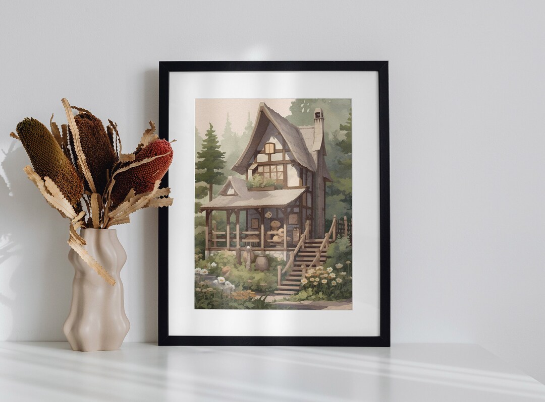 Cozy Cottage Print, Bright Cottage Garden Wall Art, Floral Digital ...