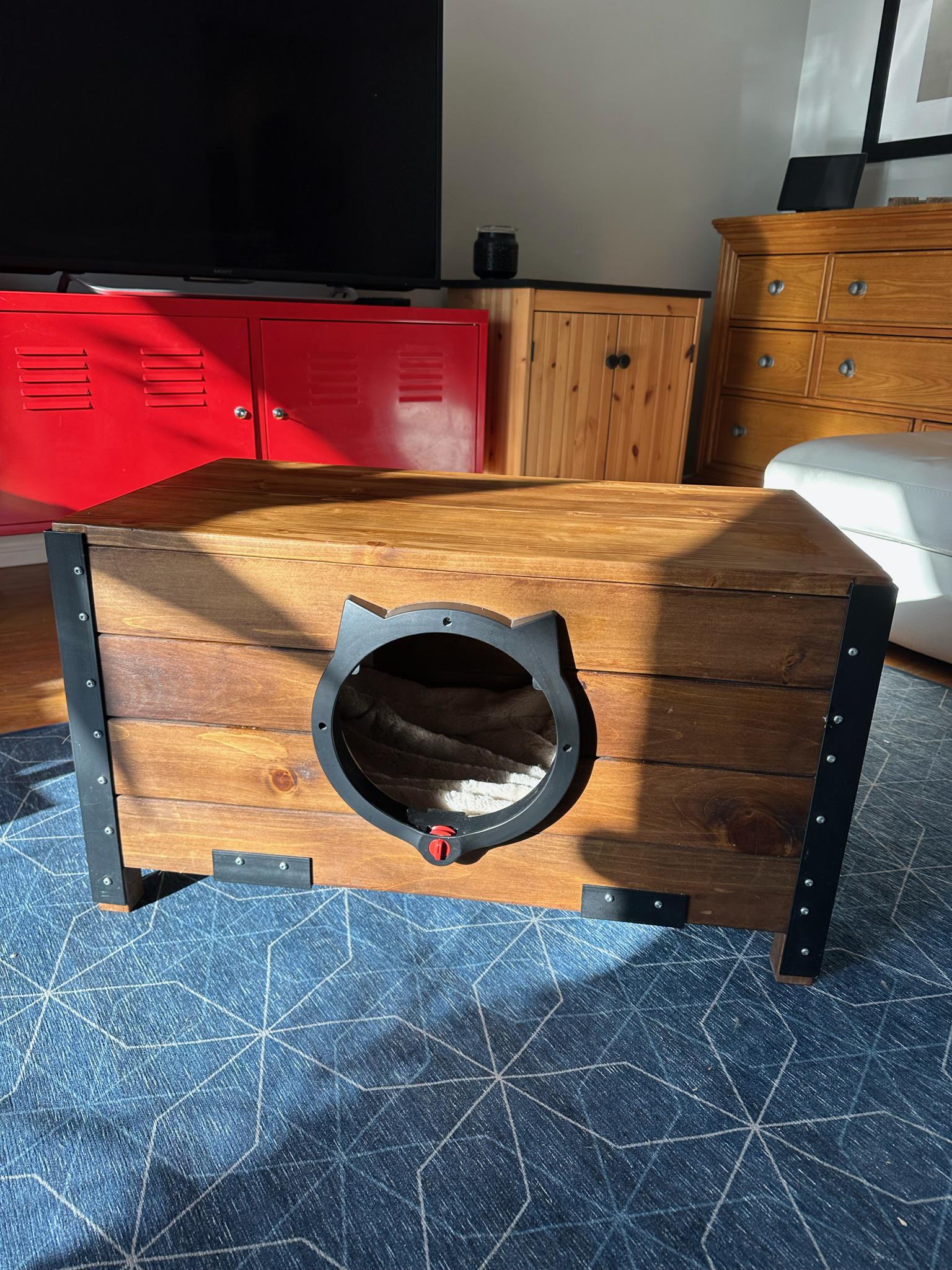 Cat Hideout Coffee Table Chest for Cat Toys or Small Bench Living Room ...