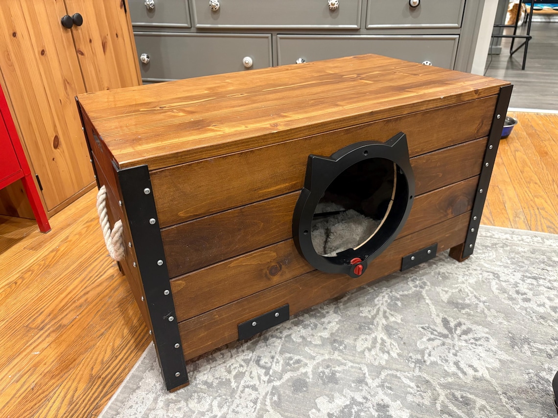 Cat Hideout Coffee Table Chest for Cat Toys or Small Bench Living Room ...