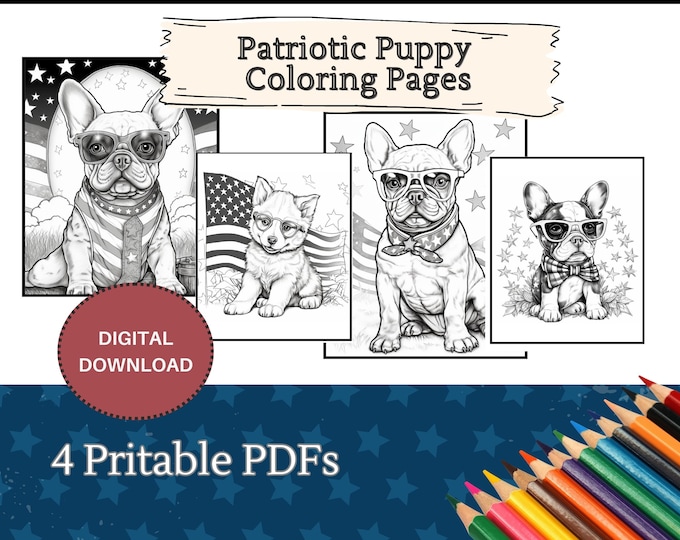 4th of July Coloring Pages for Kids Coloring Pages Kawaii Puppies ...
