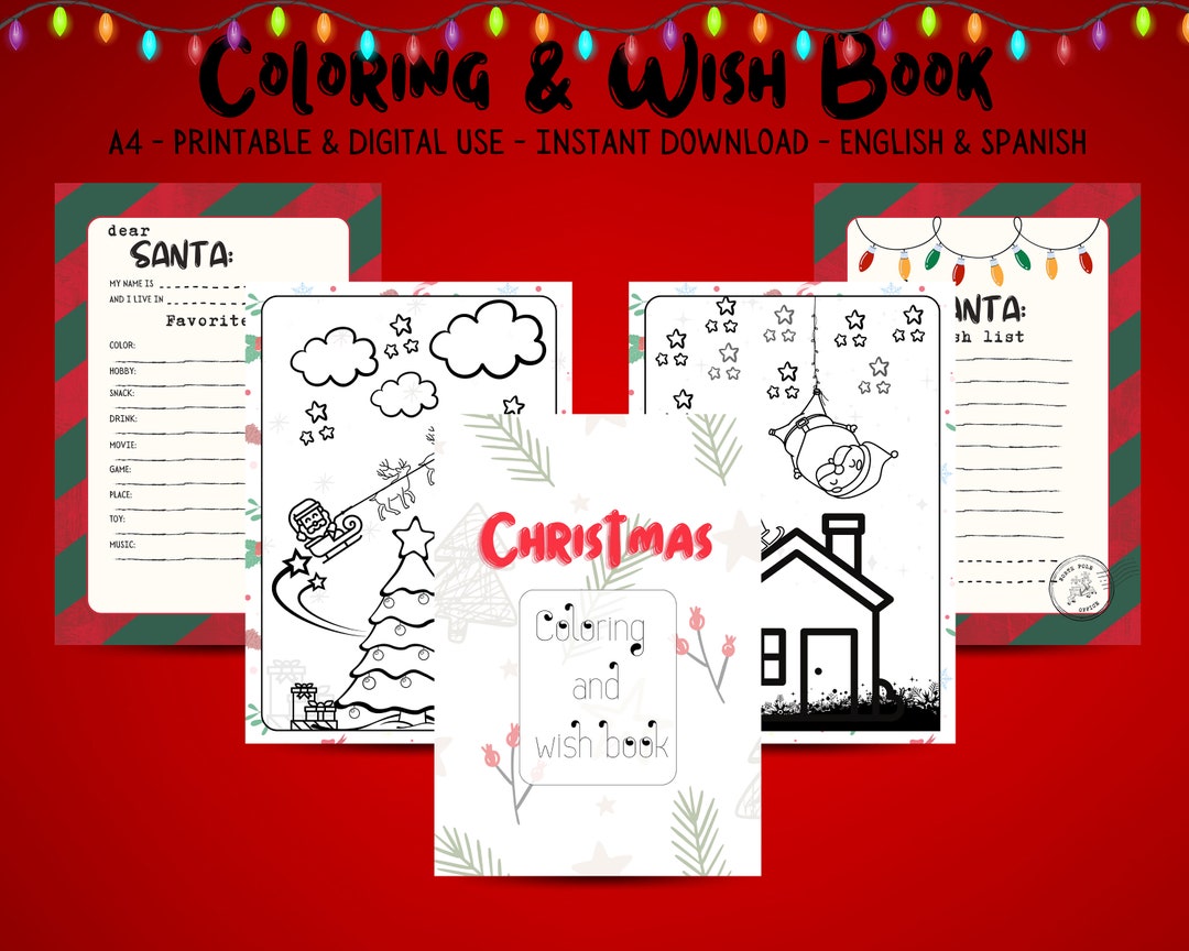 Christmas Wish List Card Printable Drawing Book Coloring Kid - Etsy