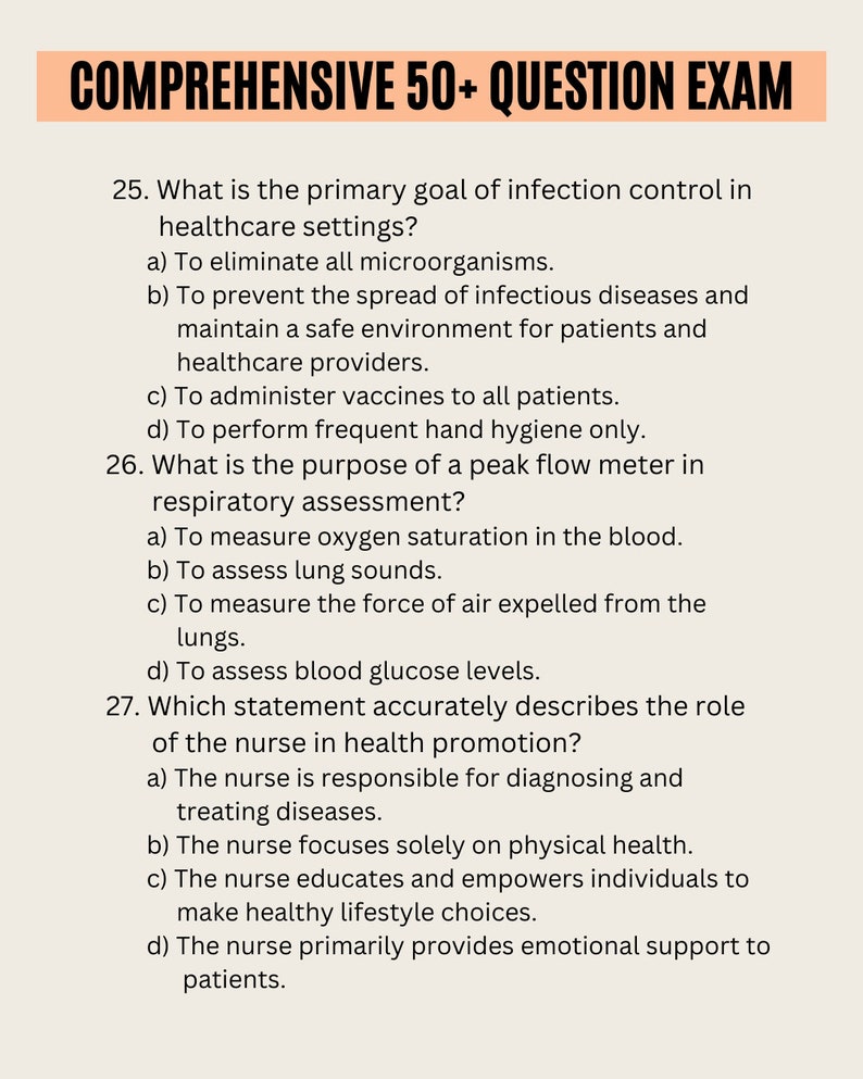 50+ Question | Nursing Basics Practice Exam - Etsy