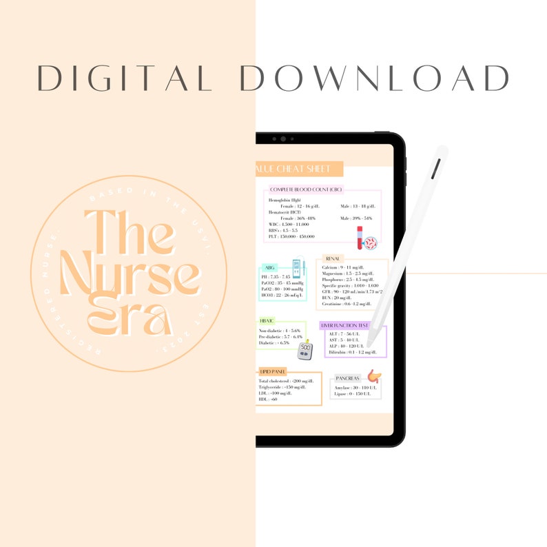 Lab Value Cheat Sheet Digital Download - Etsy Lab Value Cheat Sheet Digital Download - Etsy