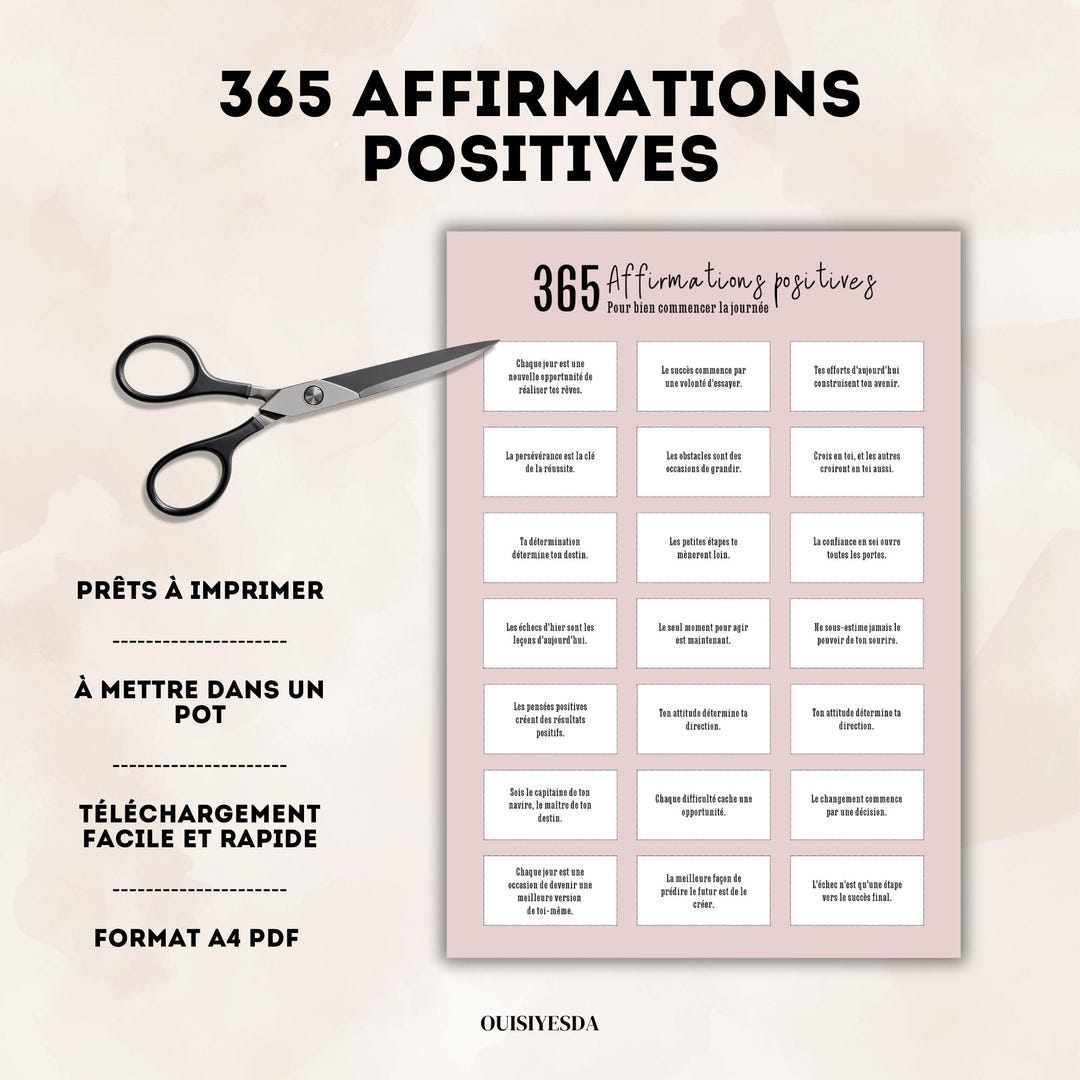 365 affirmations positives en français - PDF à imprimer - Etsy France