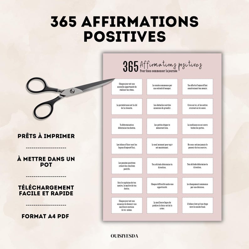 365 affirmations positives en français - PDF à imprimer - Etsy France