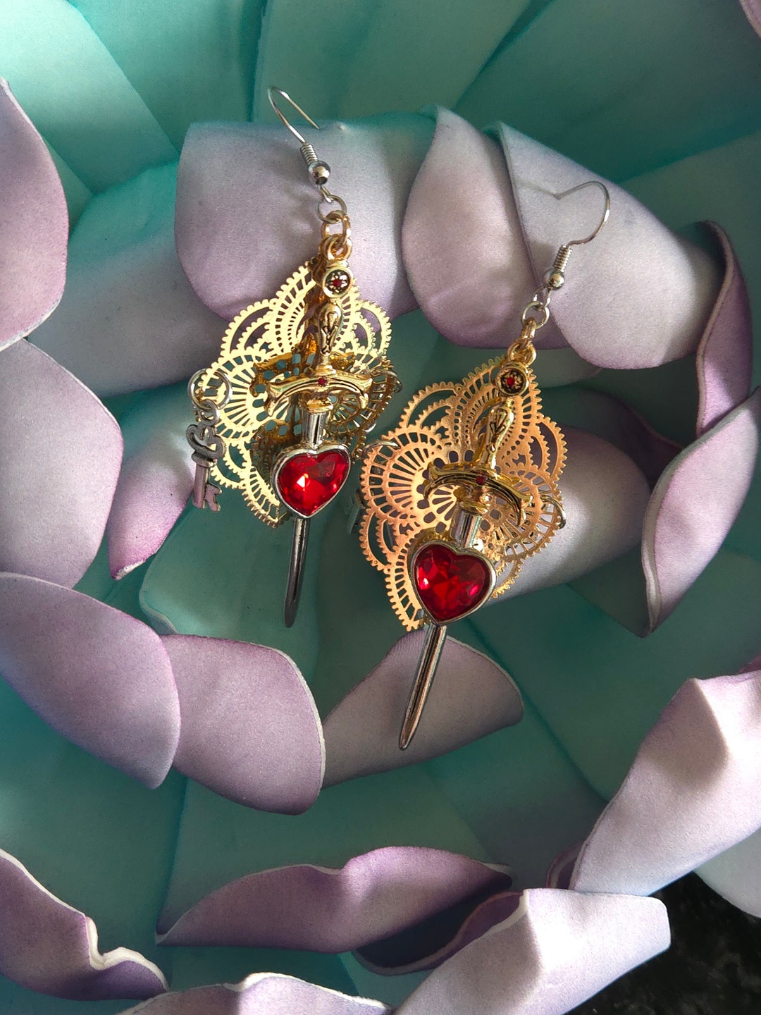 Medieval Sword & Filigree Earrings, Enemies to Lovers Theme, Enchanted ...