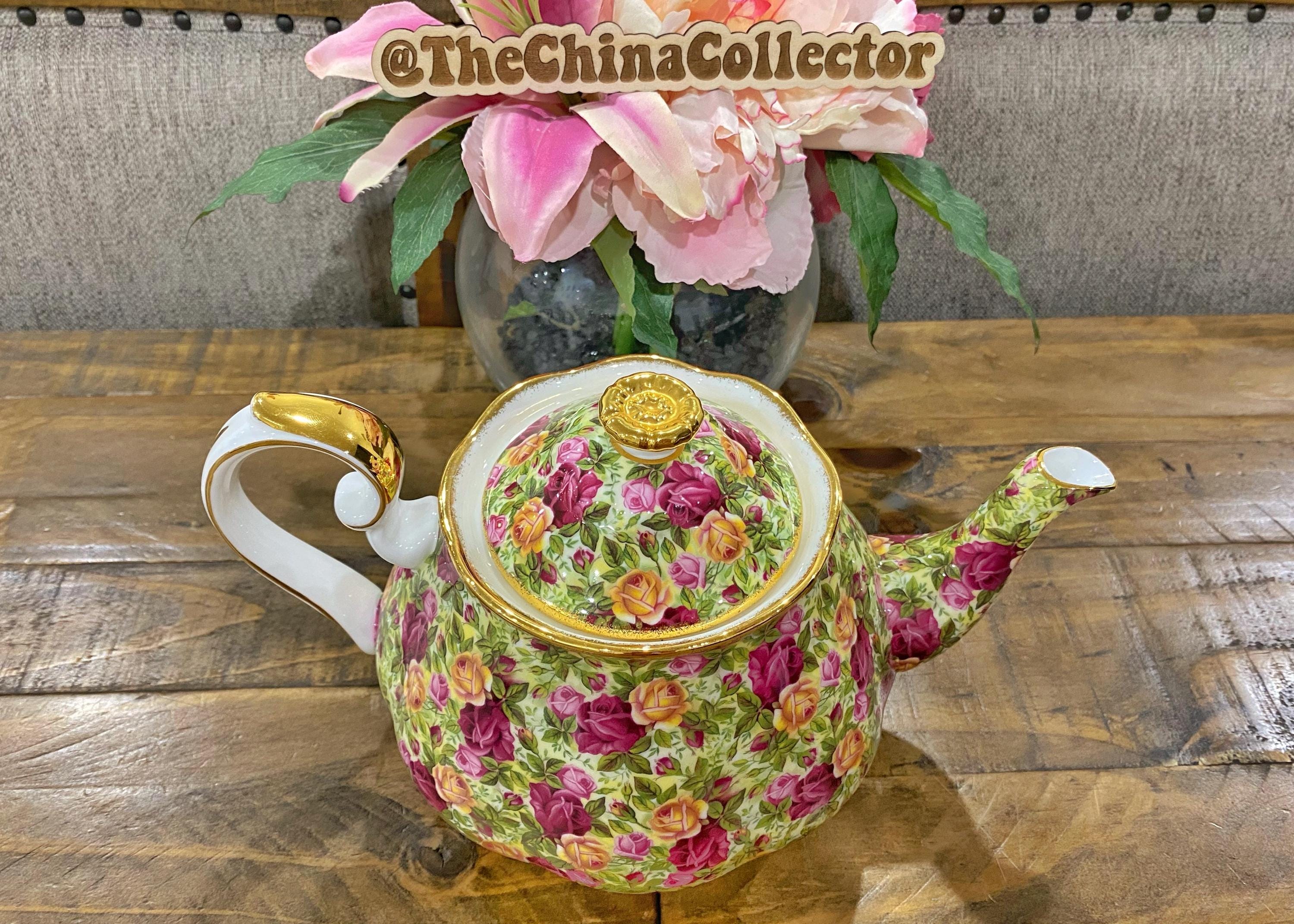 RARE! Royal Albert Old Country Roses Green Chintz Teapot – Made in ...