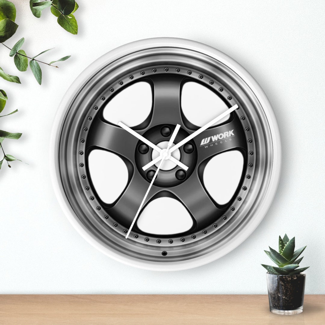 Work Meister Wheel Wall Clock, JDM Wheel Wall Clock, Garage Wall Clock ...