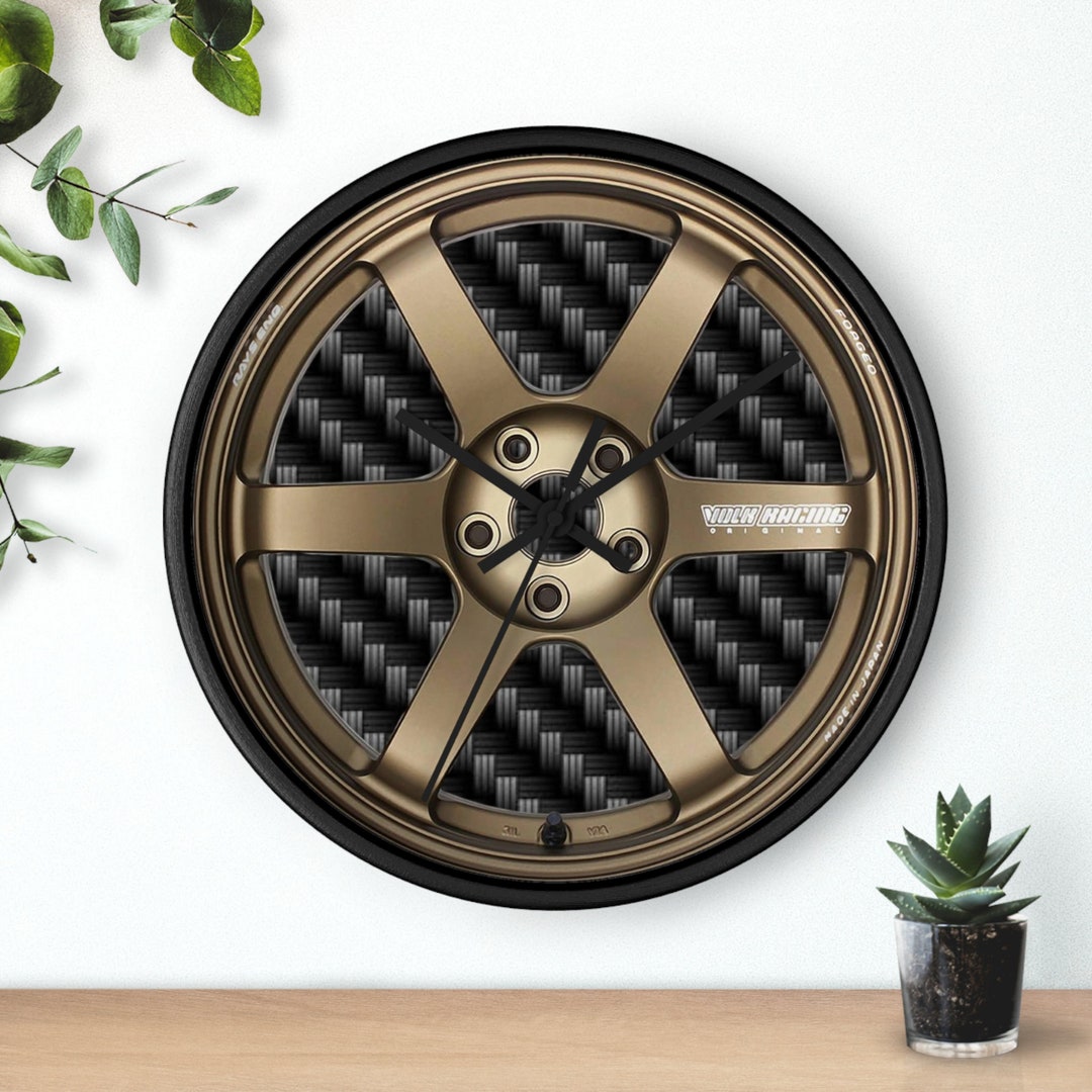 Novelty Carbon TE37 Rays Wheels Wall Clock, Volk Racing Garage Wall ...