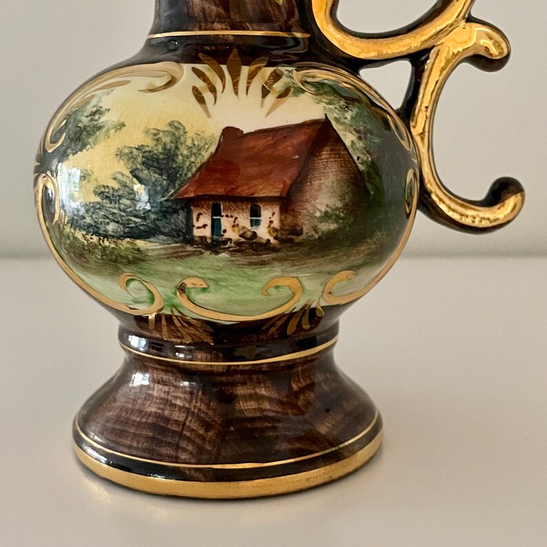 Vintage H Bequet Quaregnon Country Cottage Pitcher Vase 317, Made in ...