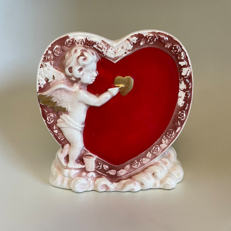 Vintage 60s Lefton Cherub Angel Heart Planter Vase Flower - Etsy