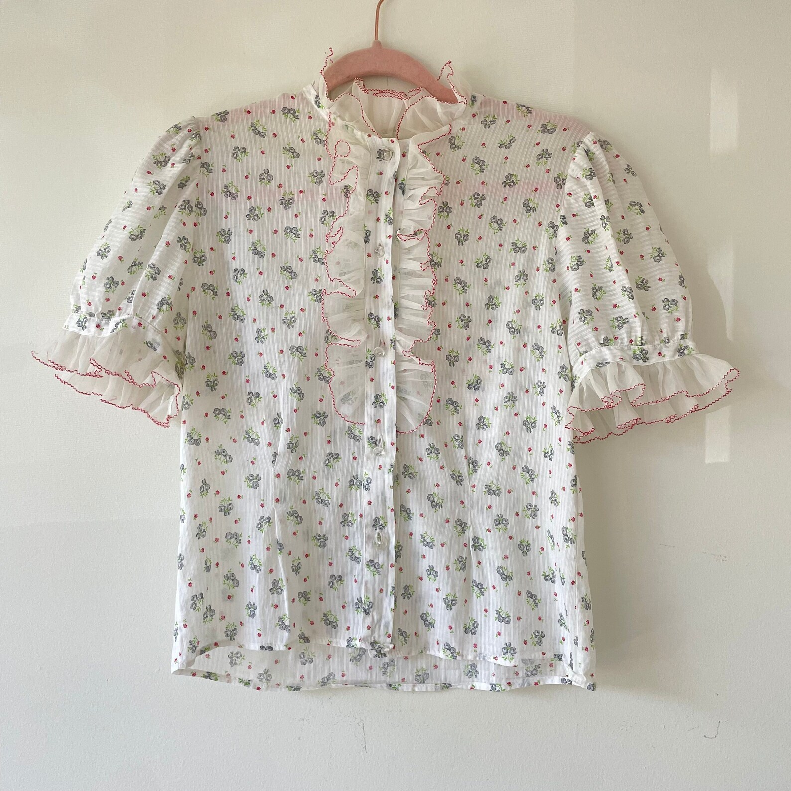 Vintage 1930s Ruffled Cotton Prairie Top, Victorian Top, Crystal ...