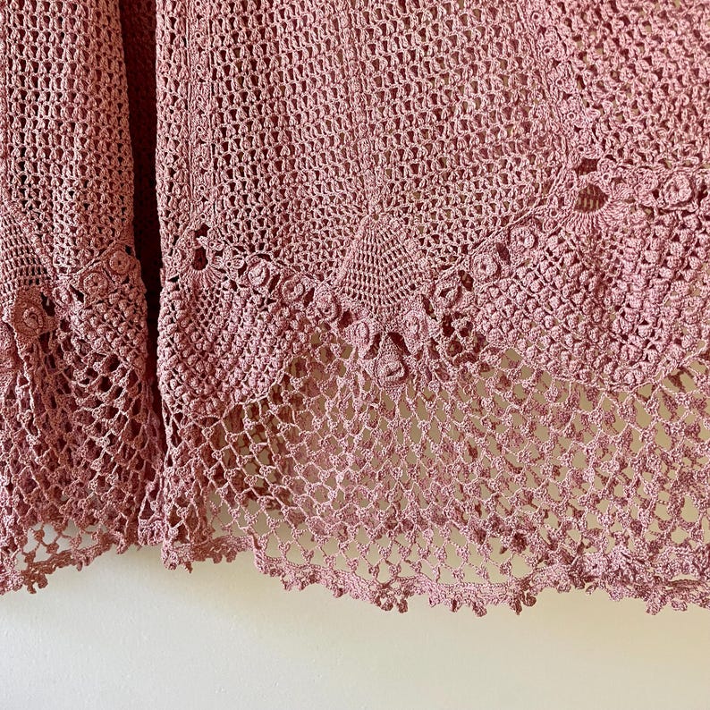 Vintage 1930s Crochet Dress With Puff Sleeves & Covered Crochet Button ...