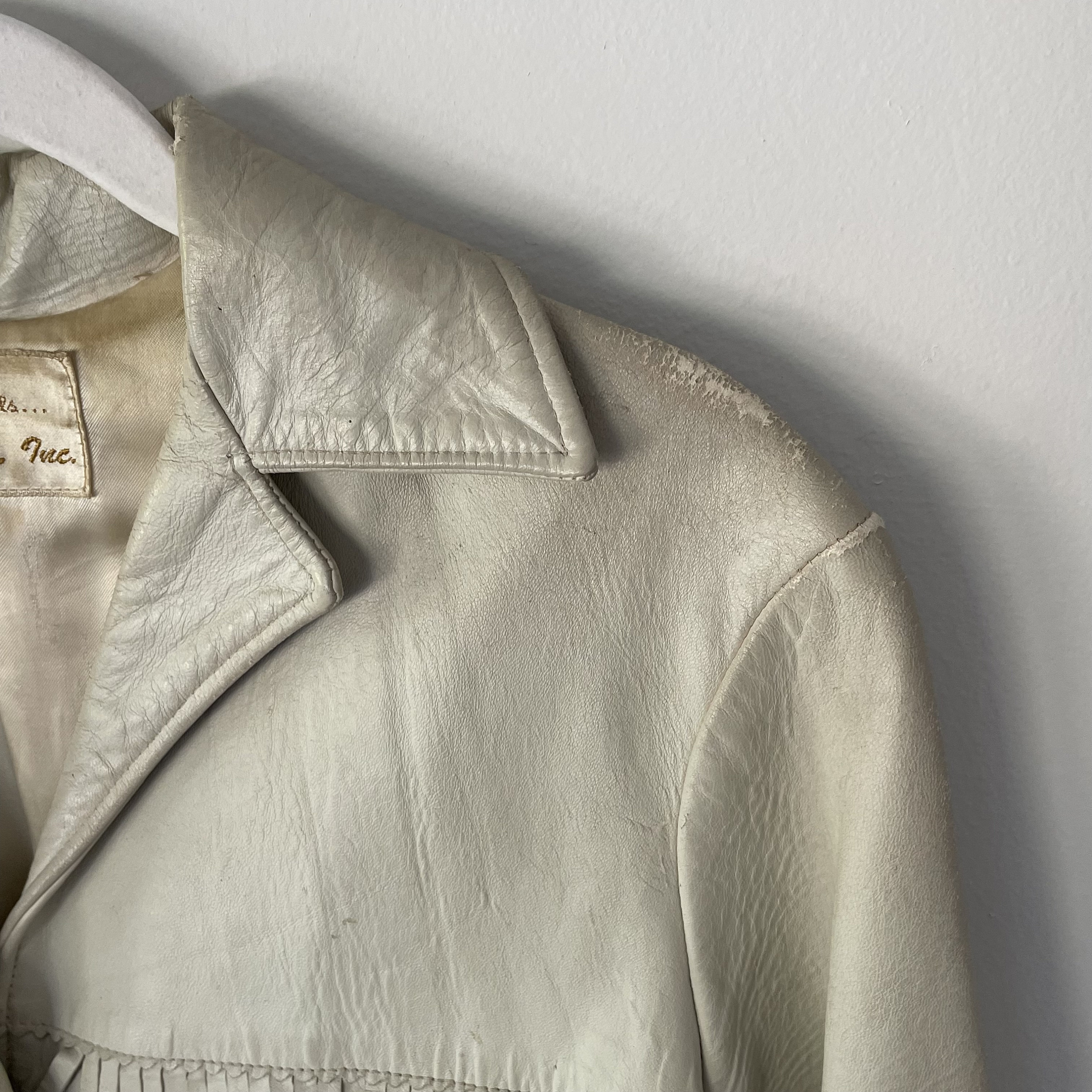 Vintage 40's / 50's Chris Line Originals Fringe Ivory Leather Jacket by ...