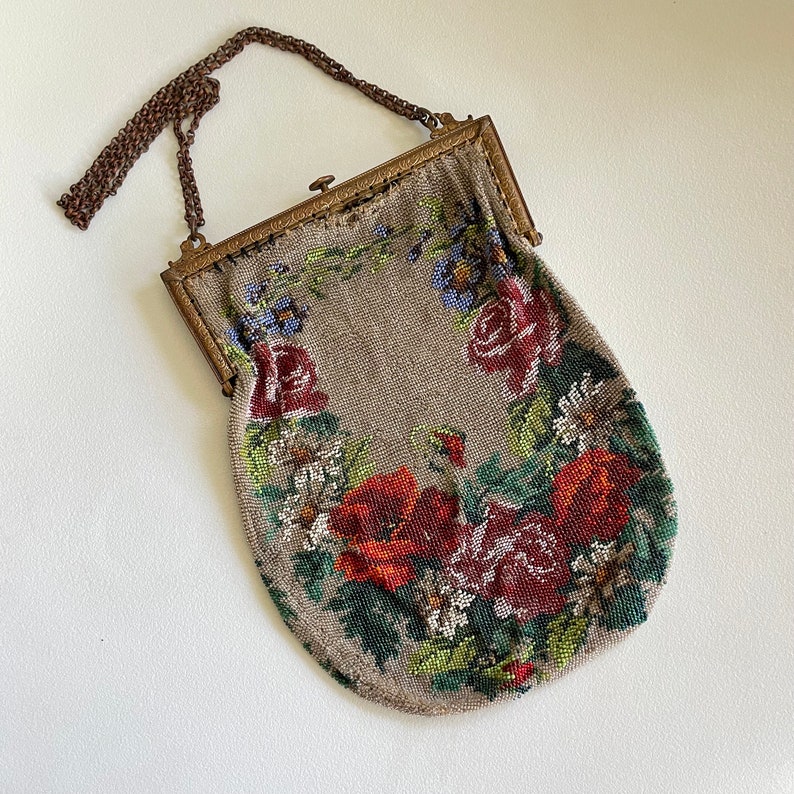 Antique 1910s / 1920s Edwardian Handbag Floral Rose Beaded - Etsy