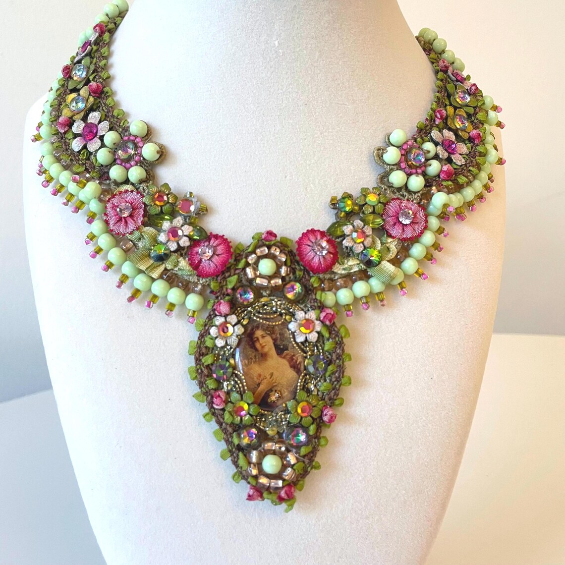 Vintage Michal Negrin Statement Necklace – Romantic Cameo Portrait With ...