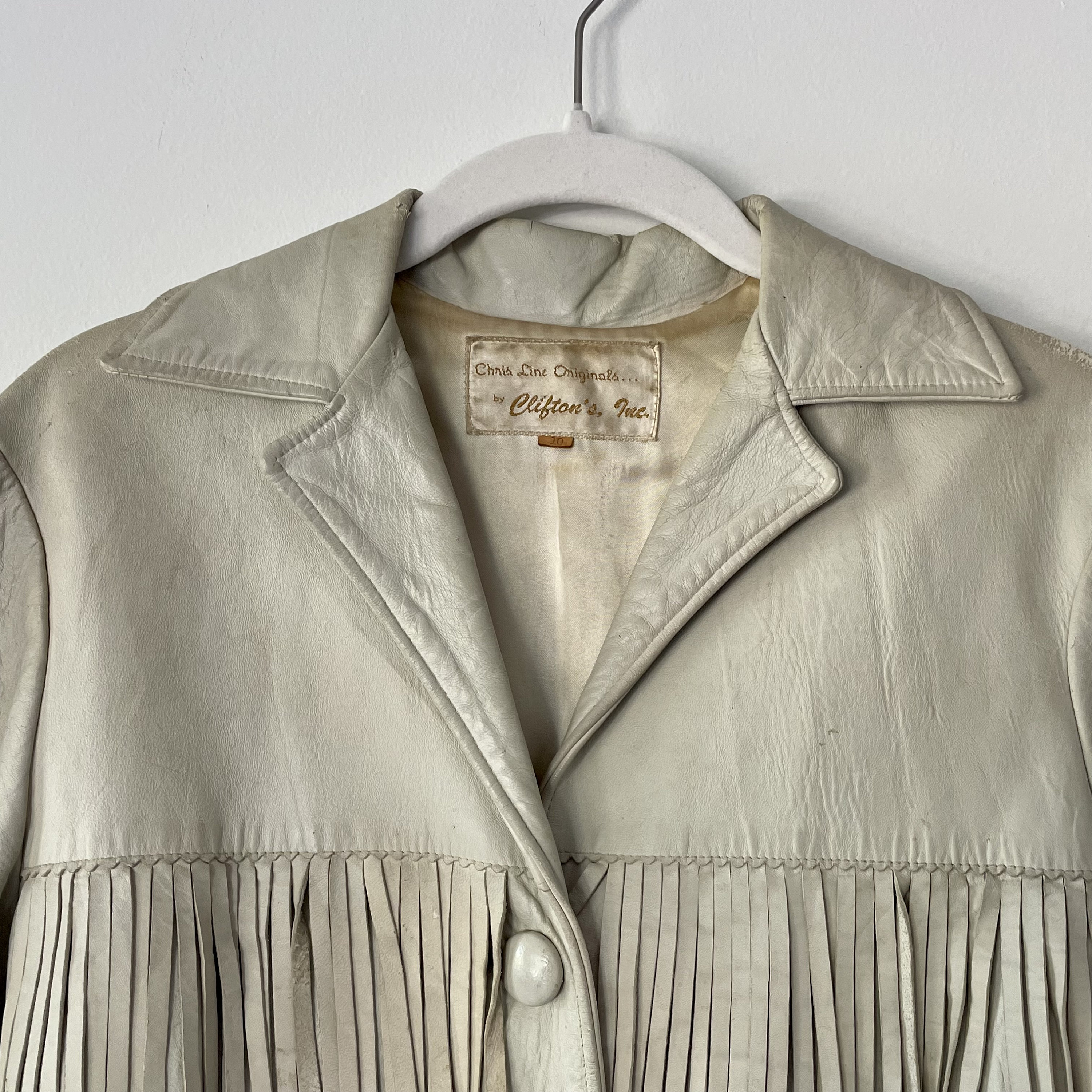 Vintage 40's / 50's Chris Line Originals Fringe Ivory Leather Jacket by ...