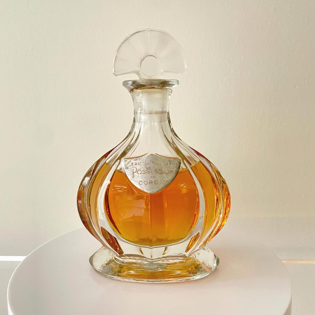 Vintage Corday Possession Perfume: French Crystal Bottle, Fan Stopper ...