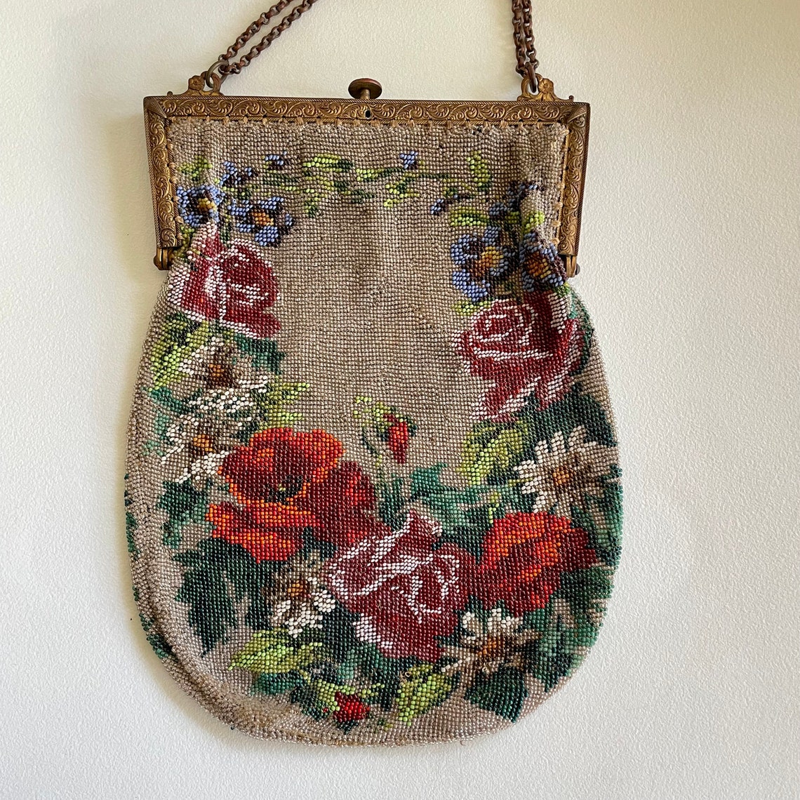 Antique 1910s / 1920s Edwardian Handbag Floral Rose Beaded - Etsy