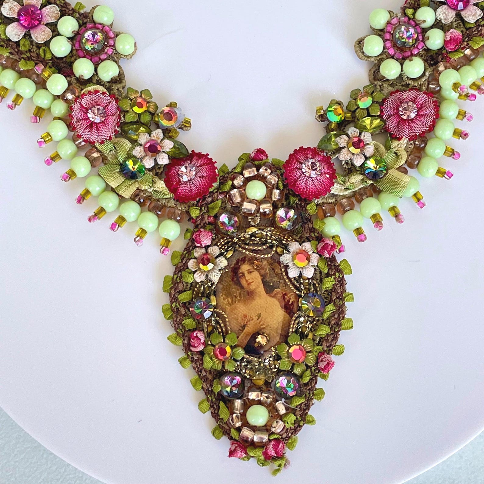 Vintage Michal Negrin Statement Necklace – Romantic Cameo Portrait With ...