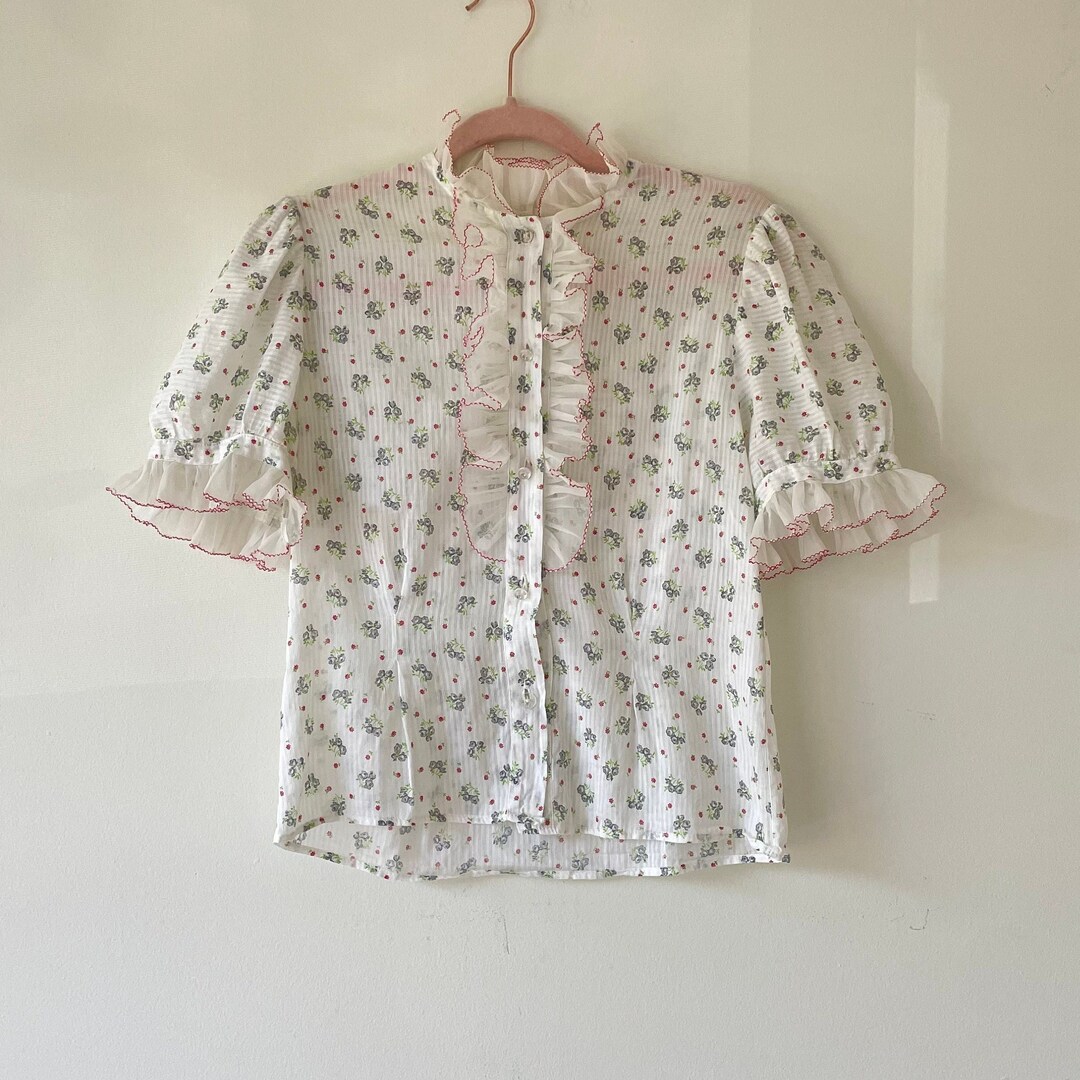 Vintage 1930s Ruffled Cotton Prairie Top, Victorian Top, Crystal ...