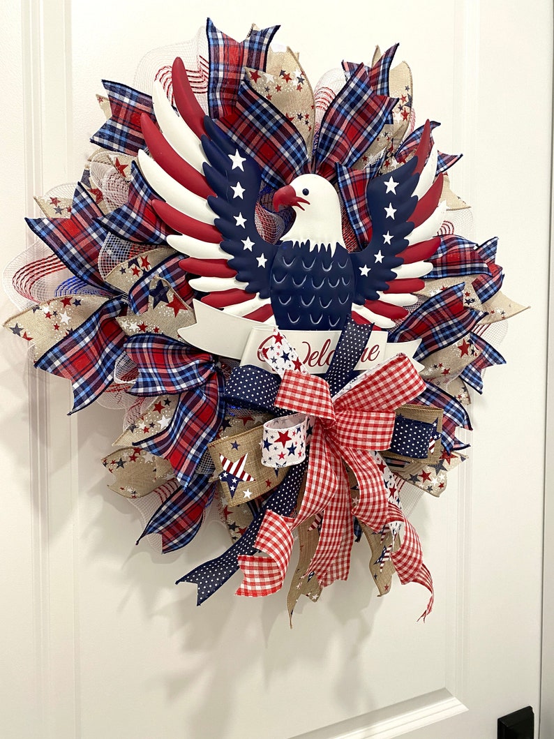 Patriotic Wreath, Summer Wreath, 4th of July Wreath, Red White Blue ...