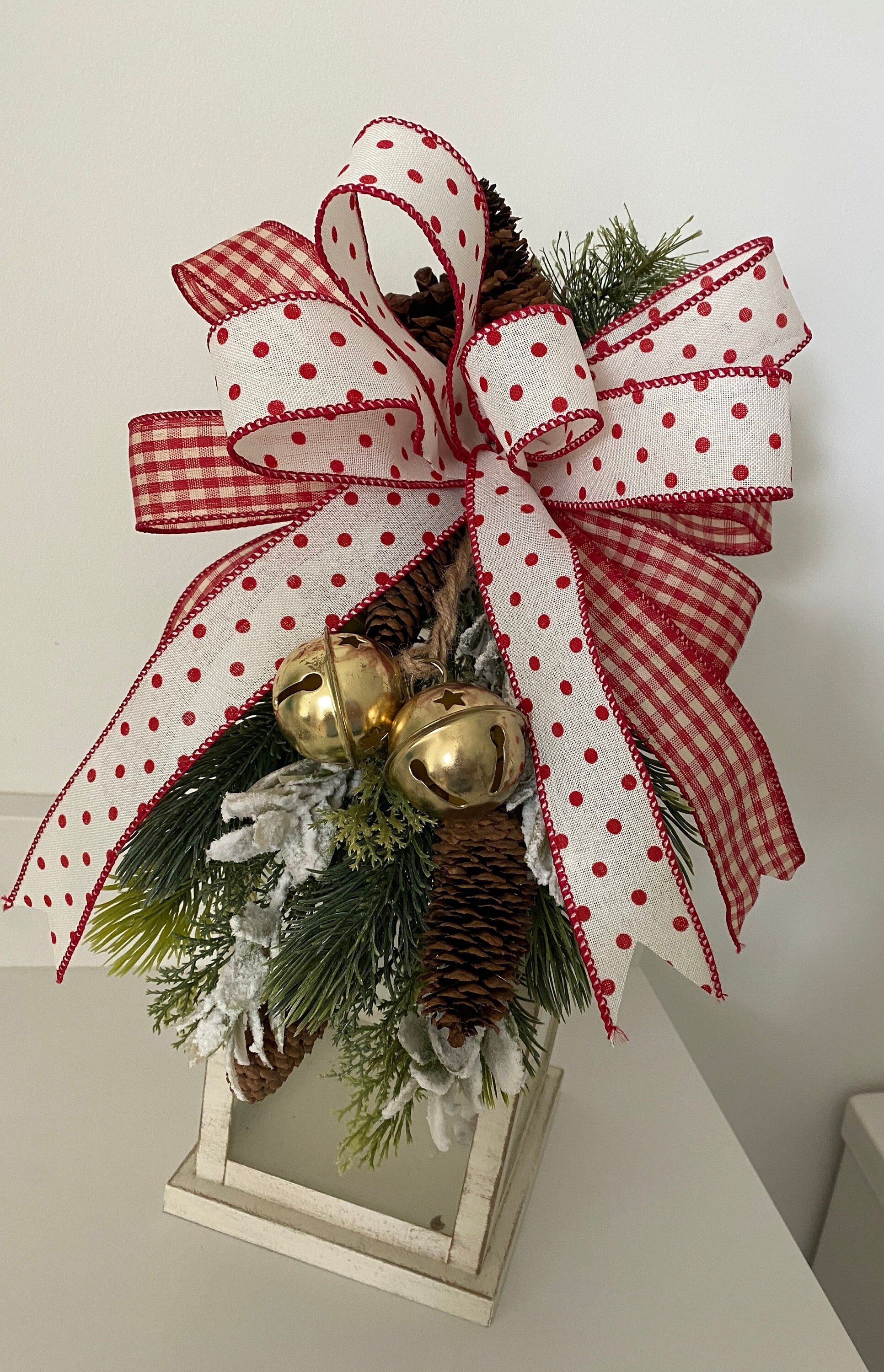 Christmas Lantern, Decorated Christmas Lantern, Winter Lantern With Bow ...