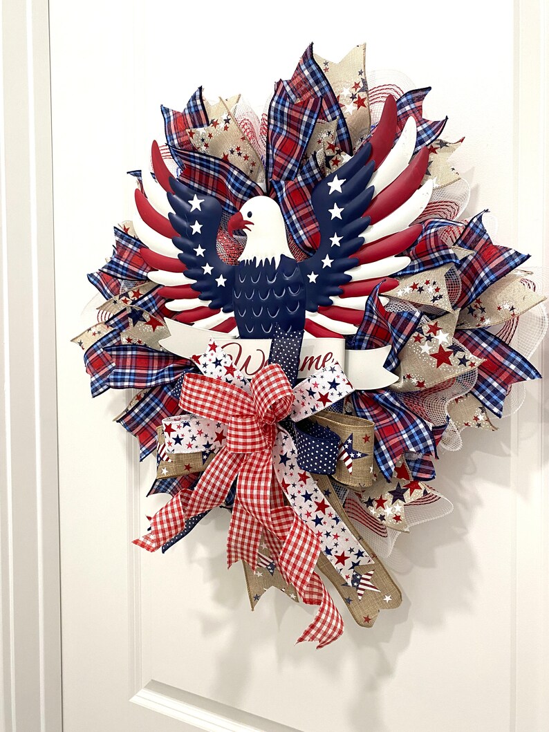 Patriotic Wreath, Summer Wreath, 4th of July Wreath, Red White Blue ...