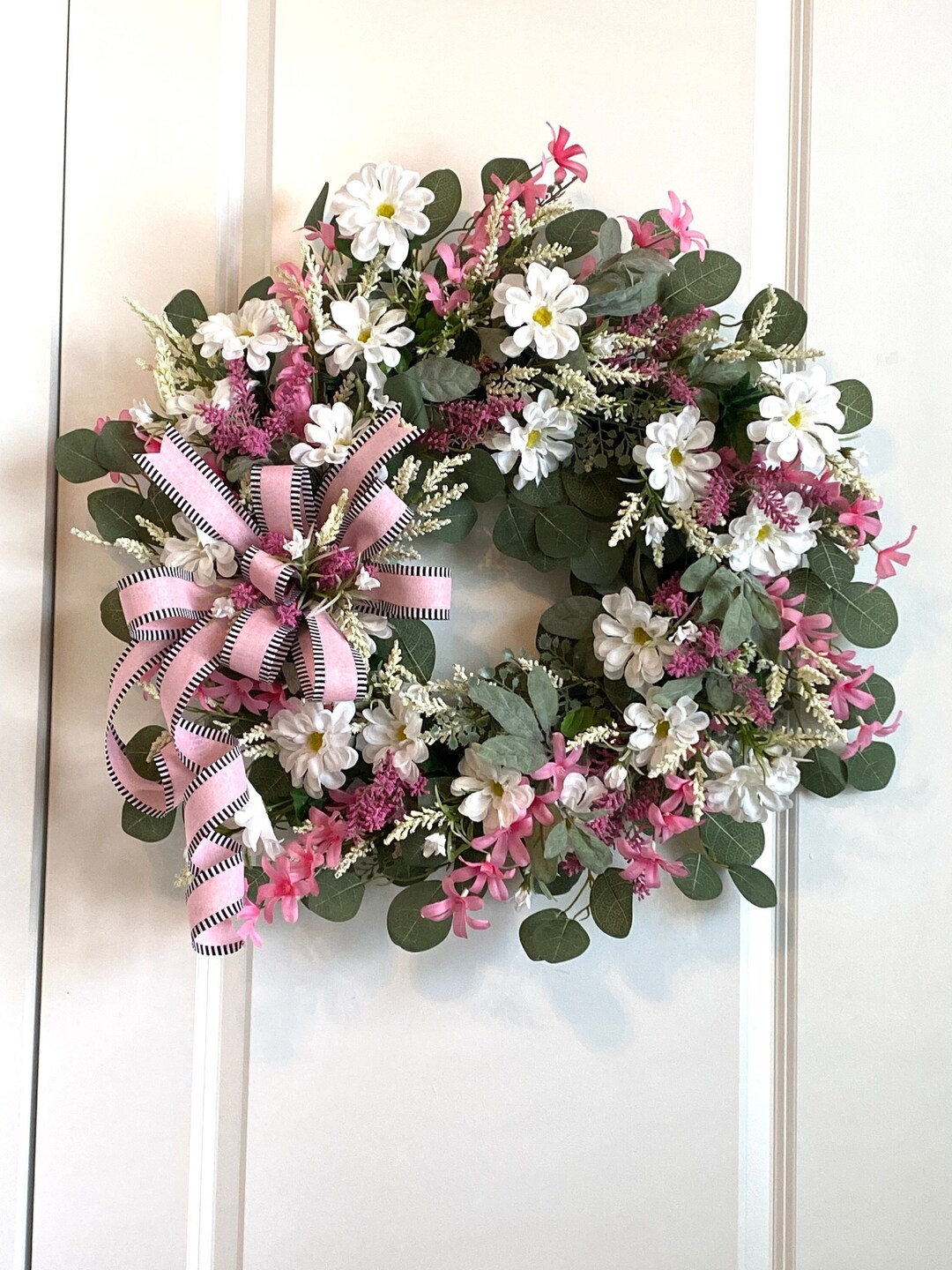 Grapevine Wreath, Eucalyptus Wreath, White Floral Wreath, Springtime ...