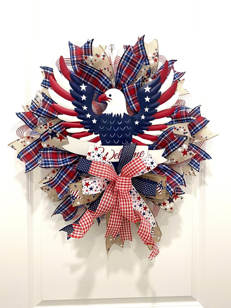 Patriotic Wreath, Summer Wreath, 4th of July Wreath, Red White Blue ...