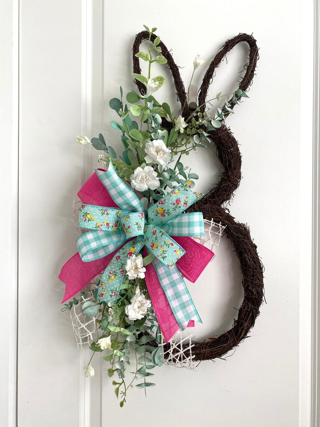 Happy Easter Bunny, Grapevine Bunny, Spring Wreath, Front Door Wreath ...