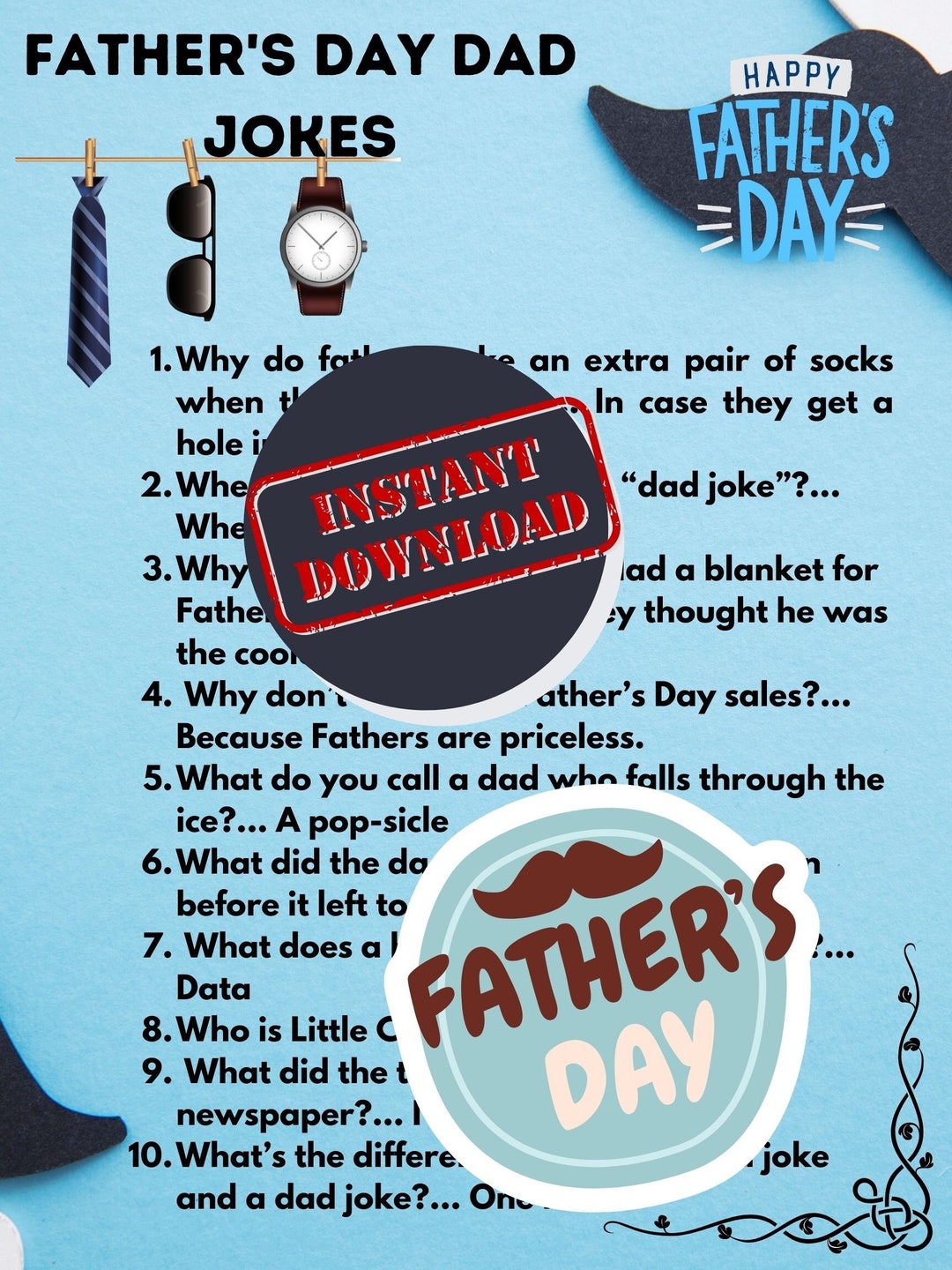 Father's Day Jokes, Dad Jokes, Instant Download. - Etsy