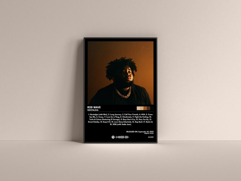 Rod Wave Poster, Rod Wave Gift Poster, Rod Wave Nostalgia Album High ...