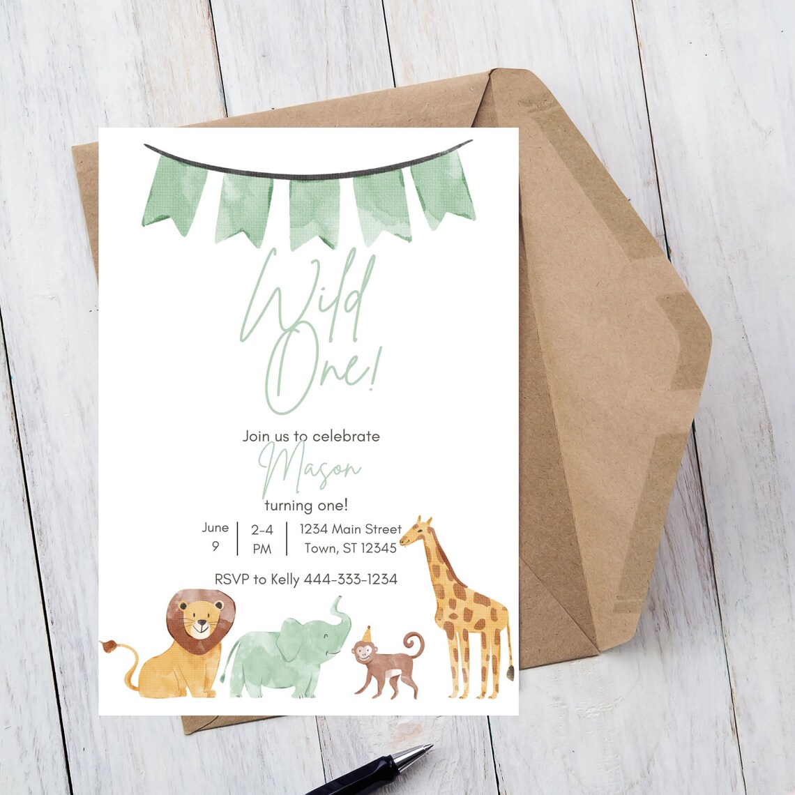Editable Wild One Birthday Party Invitation Template DIGITAL DOWNLOAD ...