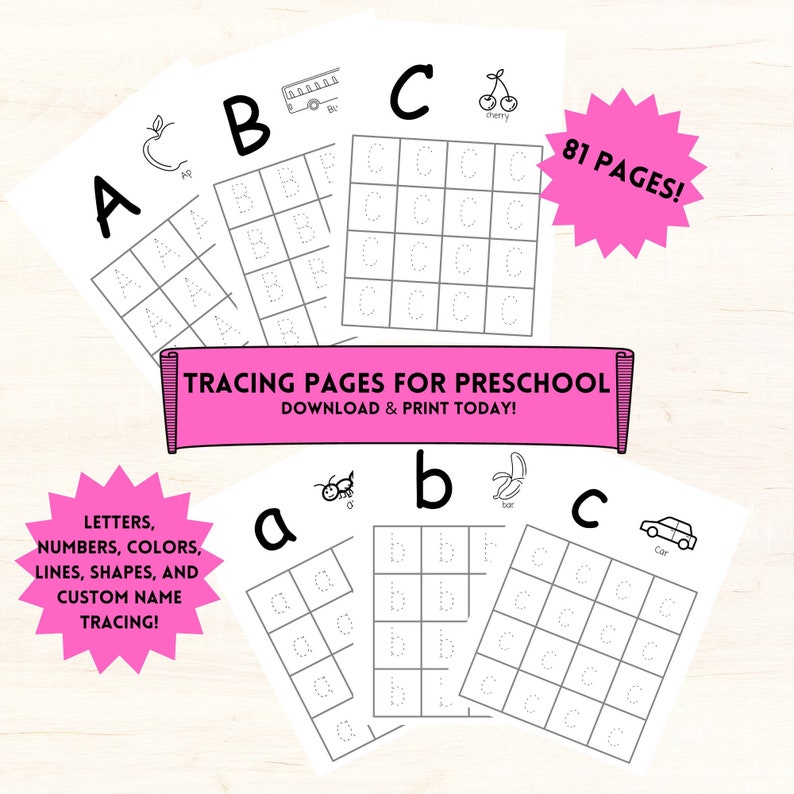 81 Pages of Tracing for Preschoolers, Lines, Shapes, Colors, Letters ...