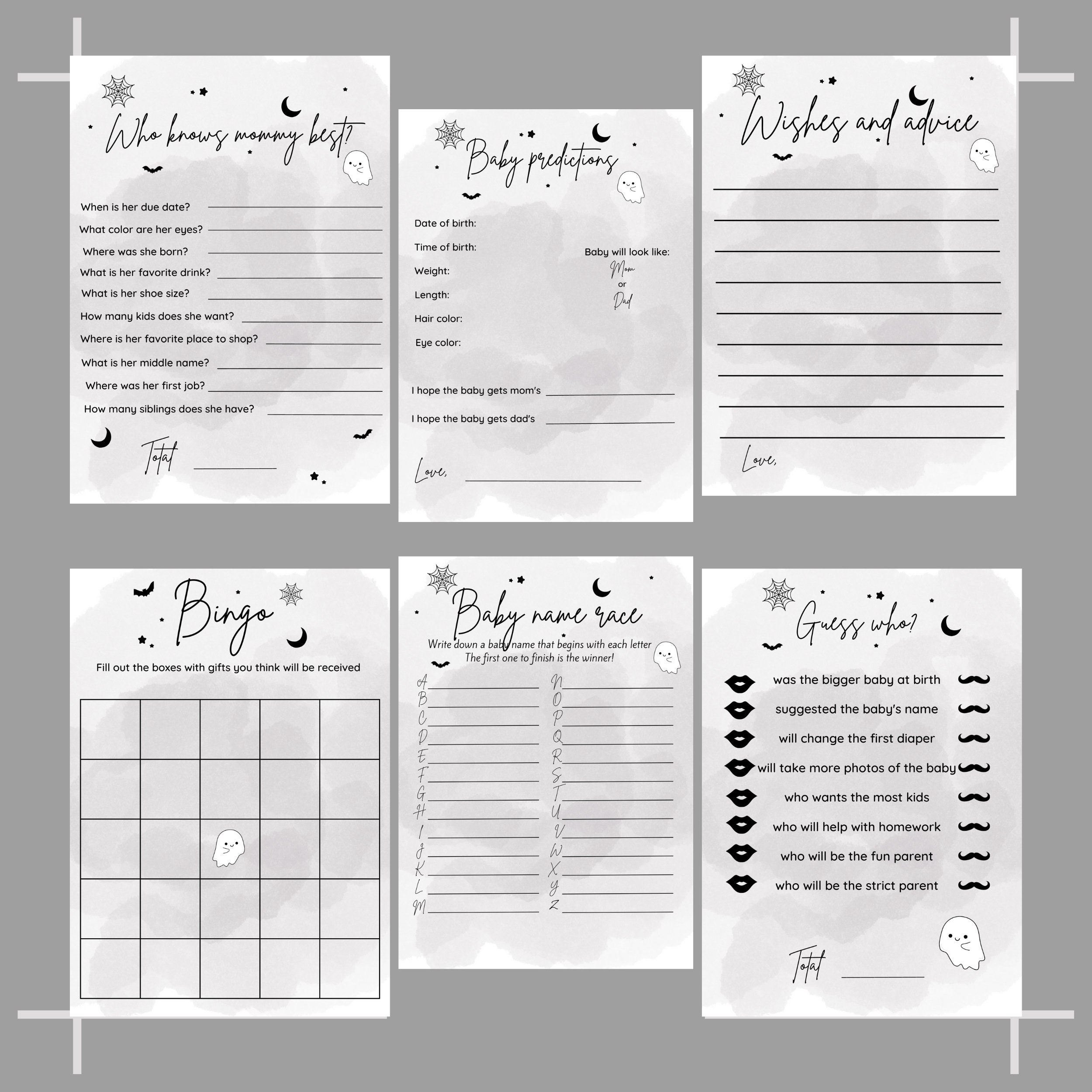 Editable A Little Boo is Almost Due Baby Shower Games and Signs ...